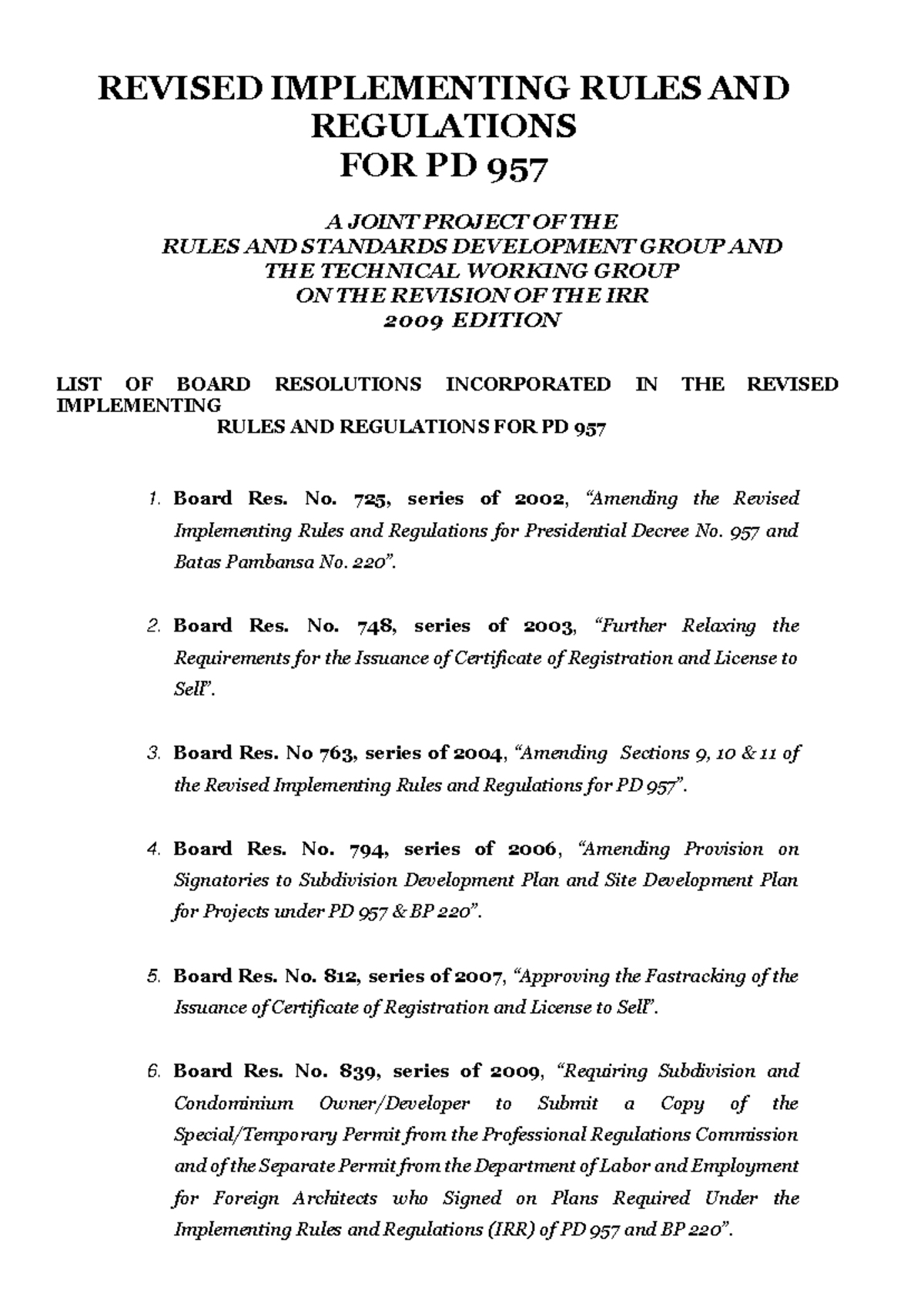 PD-957 - n/a - REVISED IMPLEMENTING RULES AND REGULATIONS FOR PD 957 A ...