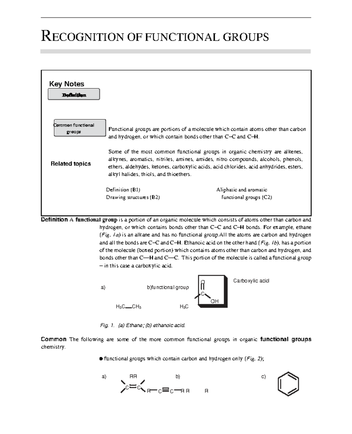 Recognition OF Functional Groups - RECOGNITION OF FUNCTIONAL GROUPS Key ...