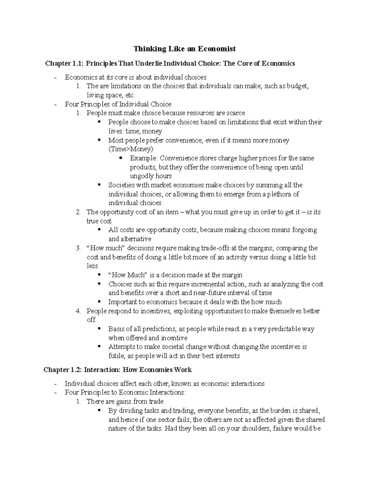 Thinking Like An Economist - Thinking Like an Economist Chapter 1 ...