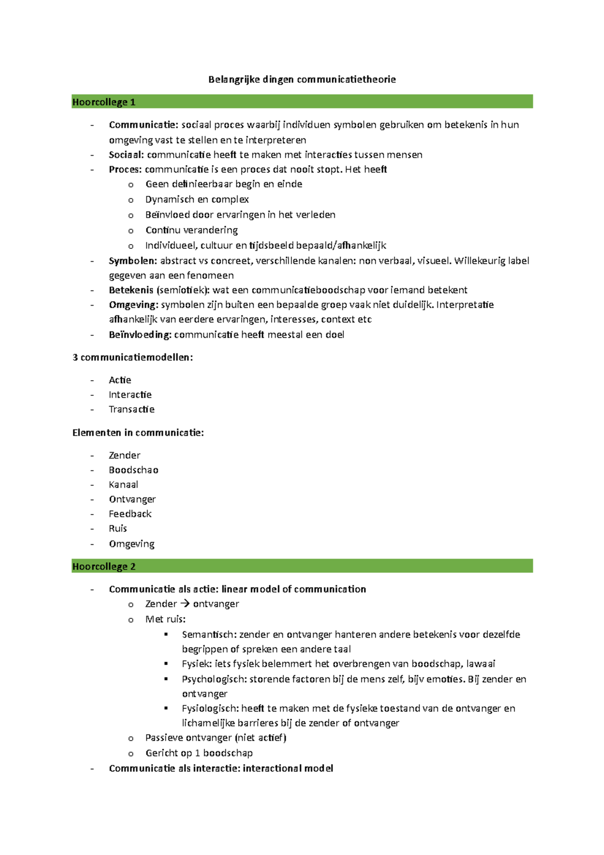 Belangrijke dingen communicatietheorie - Belangrijke dingen ...