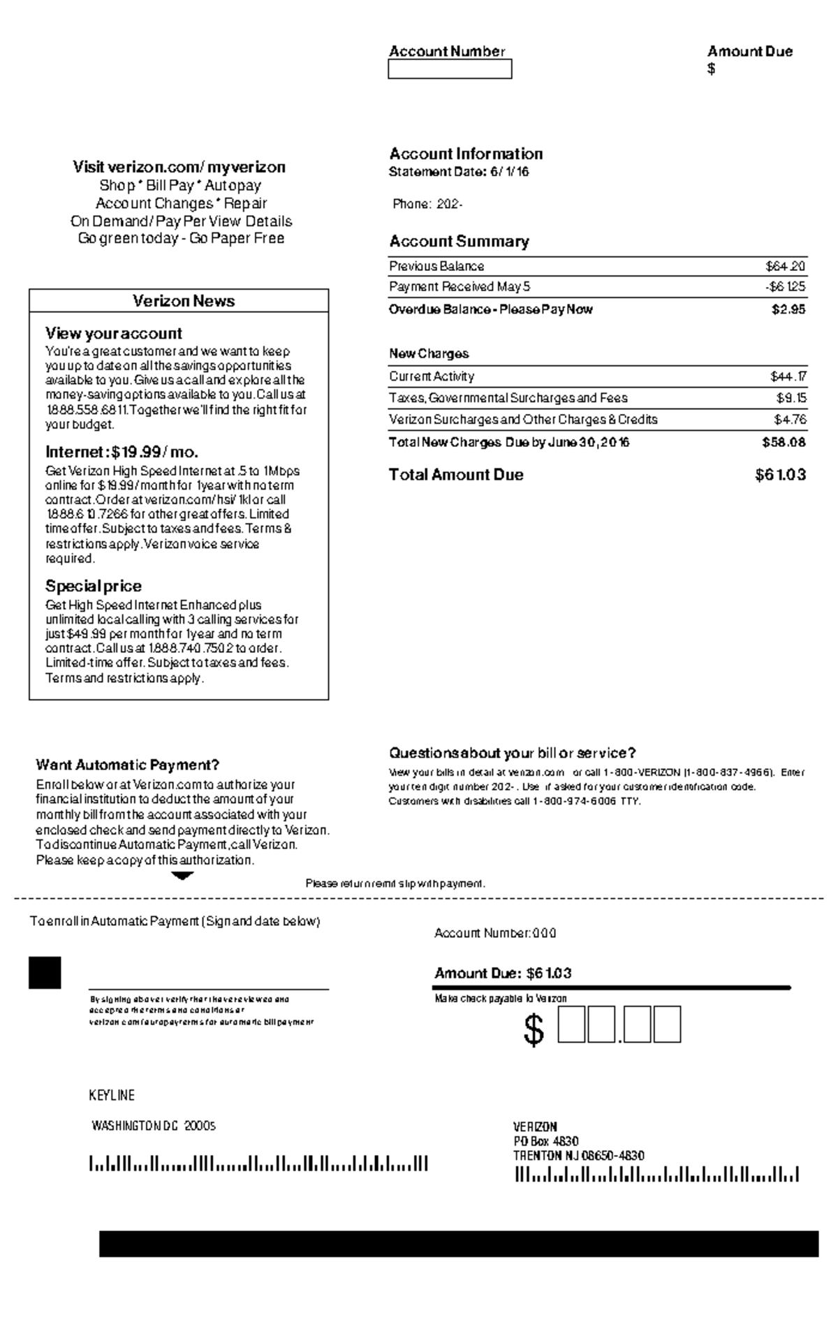 Sample verizon bill - see it and find it your self , thank me later ...