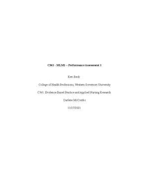 C361 Task1 - task 1 - Pamela Lopez-Wiggins WGU C Task 1 Patient/problem ...