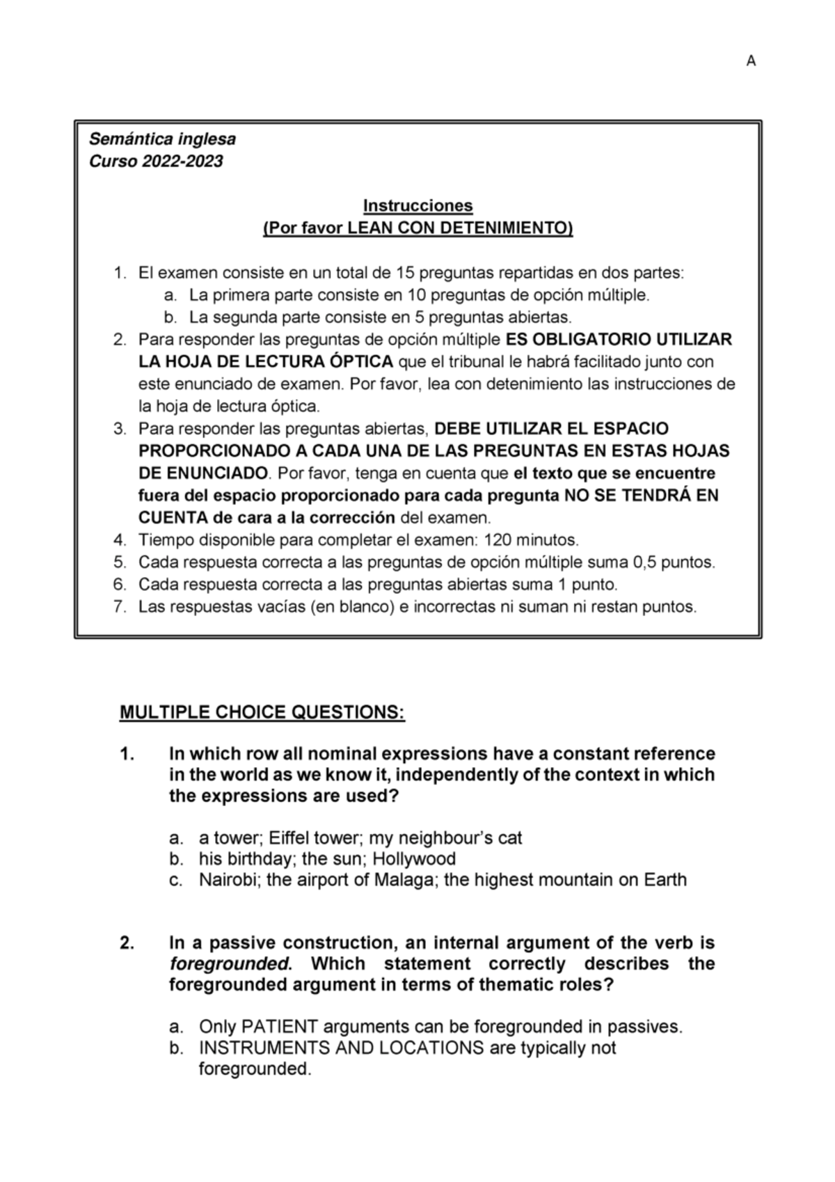 Exmen reuelto semantica 1 - ####### Word meaning refers to the meaning ...