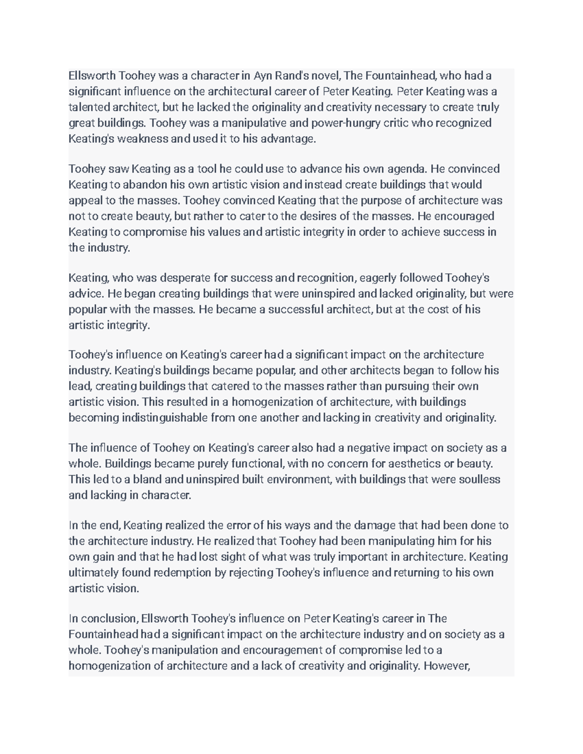 Untitled document (16) - Ellsworth Toohey was a character in Ayn Rand's ...