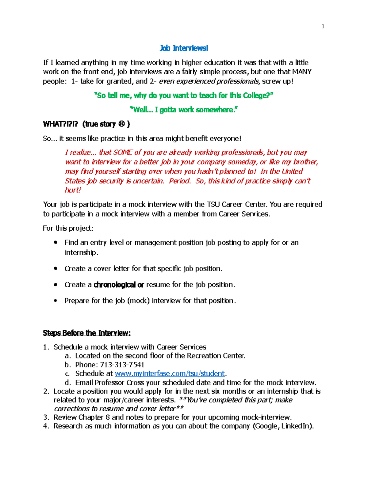 Job Interview Project - Job Interviews! If I learned anything in my ...