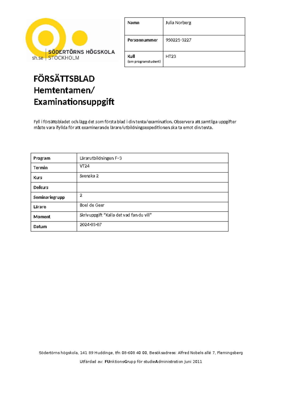 Sv2 Bokanalys "Kalla det vad fan du vill" Julia Norberg - FÖRSÄTTSBLAD ...