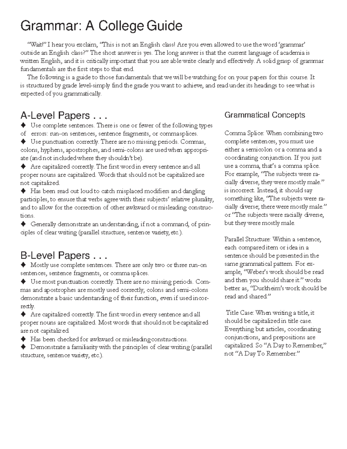 College Grammar Guide - Dr. Christopher Pieper - Grammar: A College ...