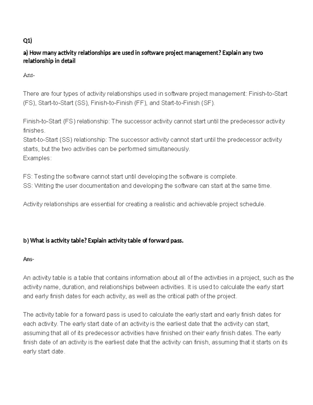 Q1-Q - ABC - Q1) a) How many activity relationships are used in ...