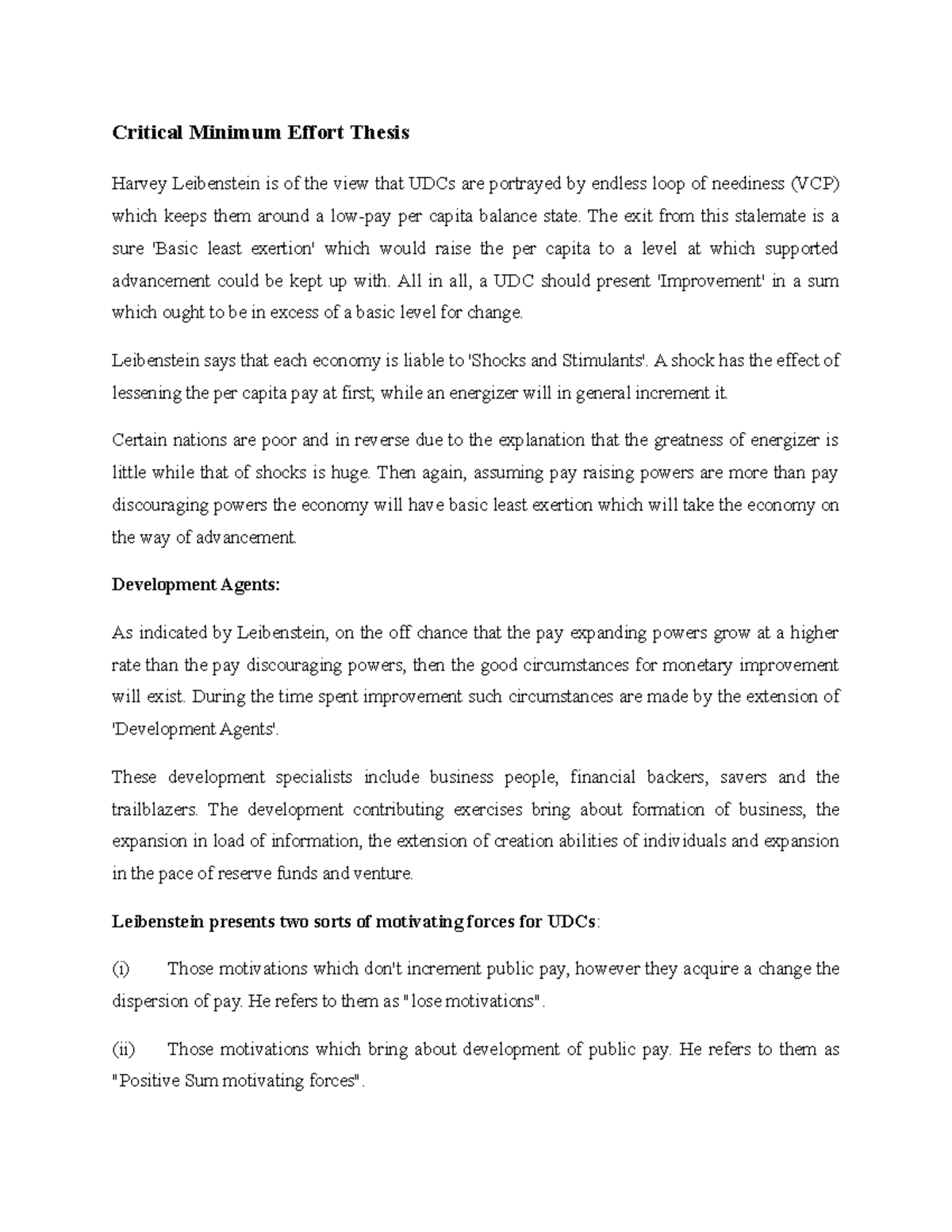 Critical Minimum Effort Thesis - Critical Minimum Effort Thesis Harvey ...