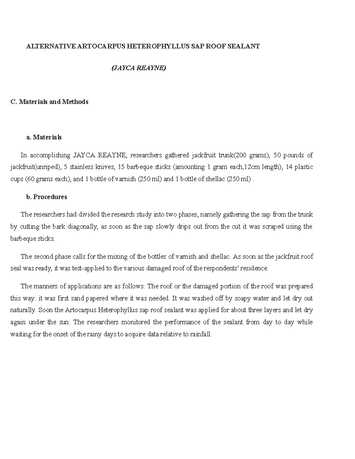 SIP methodology - SCIENCE INVESTIGATORY PROJECT - ALTERNATIVE ...