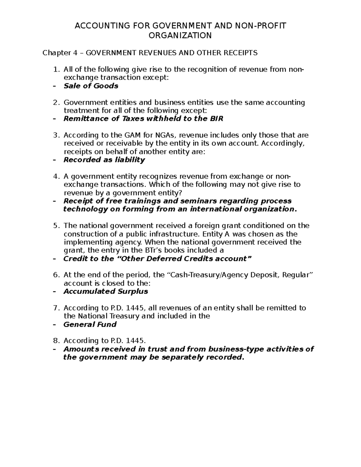 Chapter 4 – Government Revenues AND Other Receipts - ACCOUNTING FOR ...