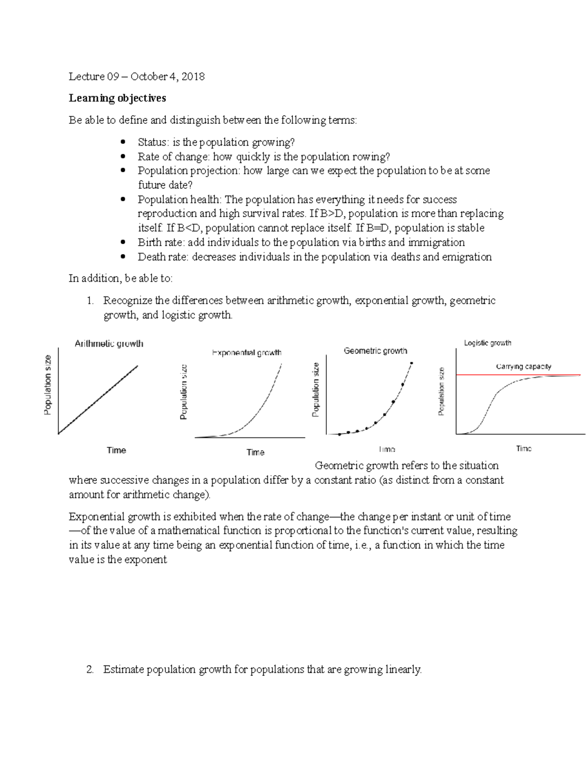 Lecture 9 and Learning Objectives: October 4 - Lecture 09 October 4 ...