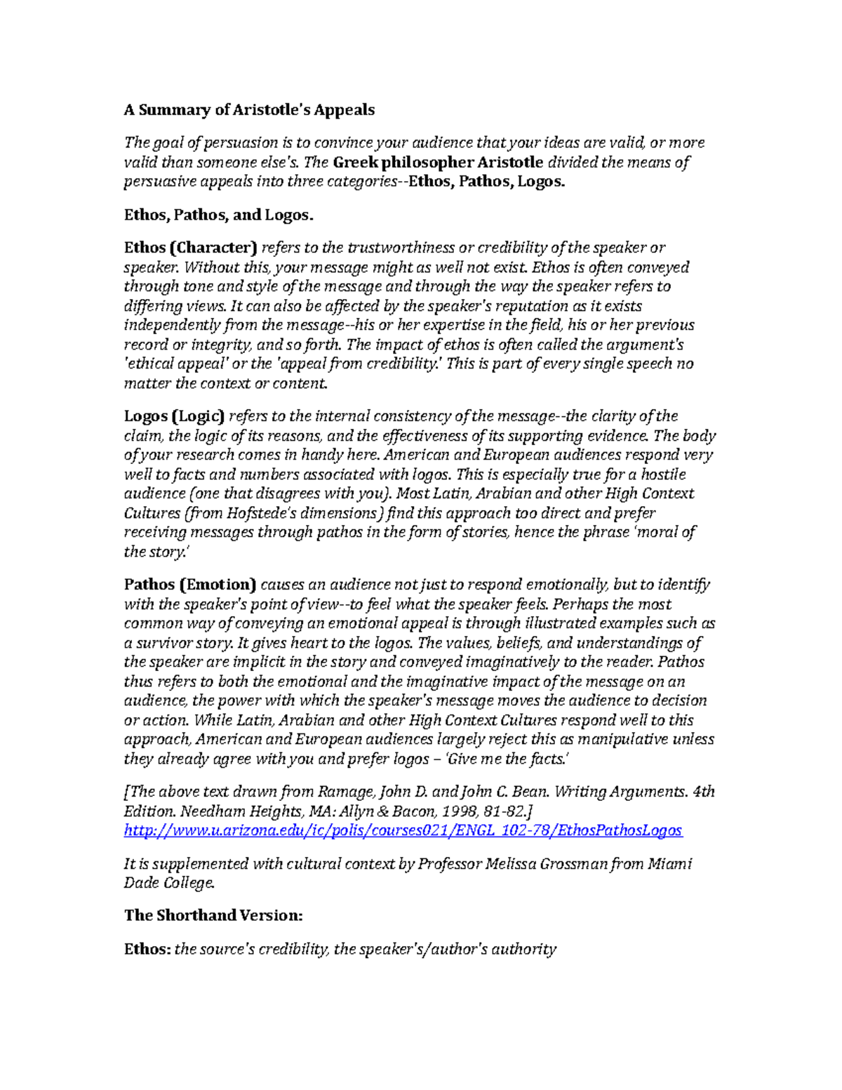 Aristotle's Appeals - The Greek philosopher Aristotle divided the means ...