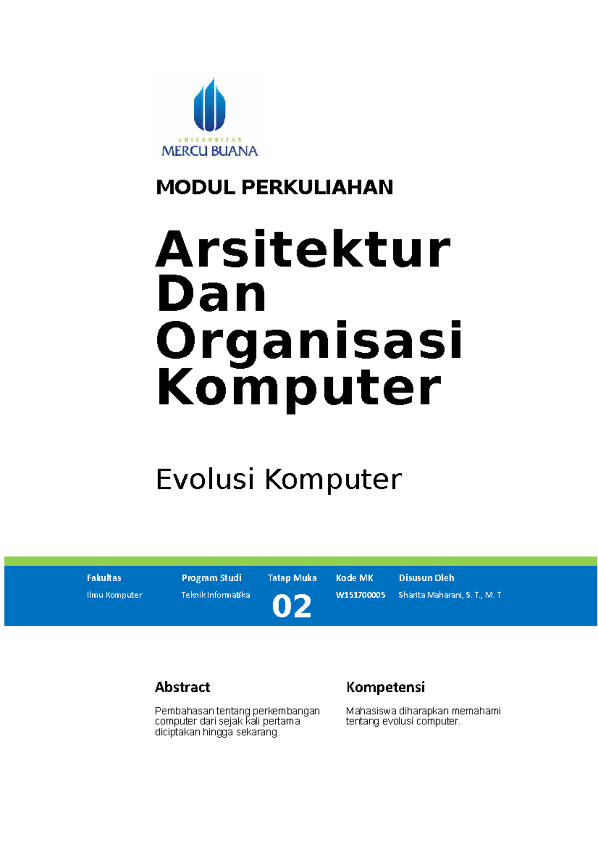 02. data science - MODUL PERKULIAHAN Arsitektur Dan Organisasi Komputer ...