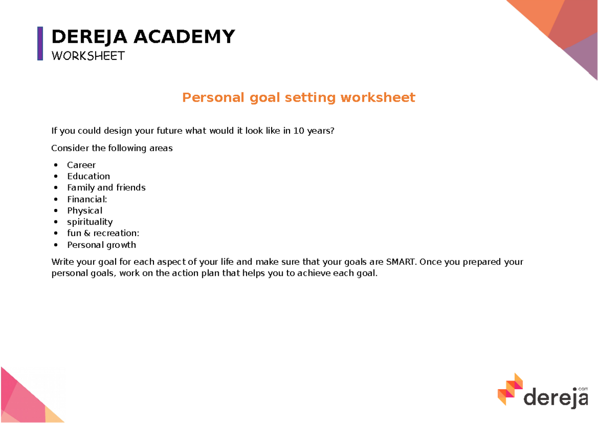 1591158724 Activity 3- Personal Goal setting worksheet - WORKSHEET ...