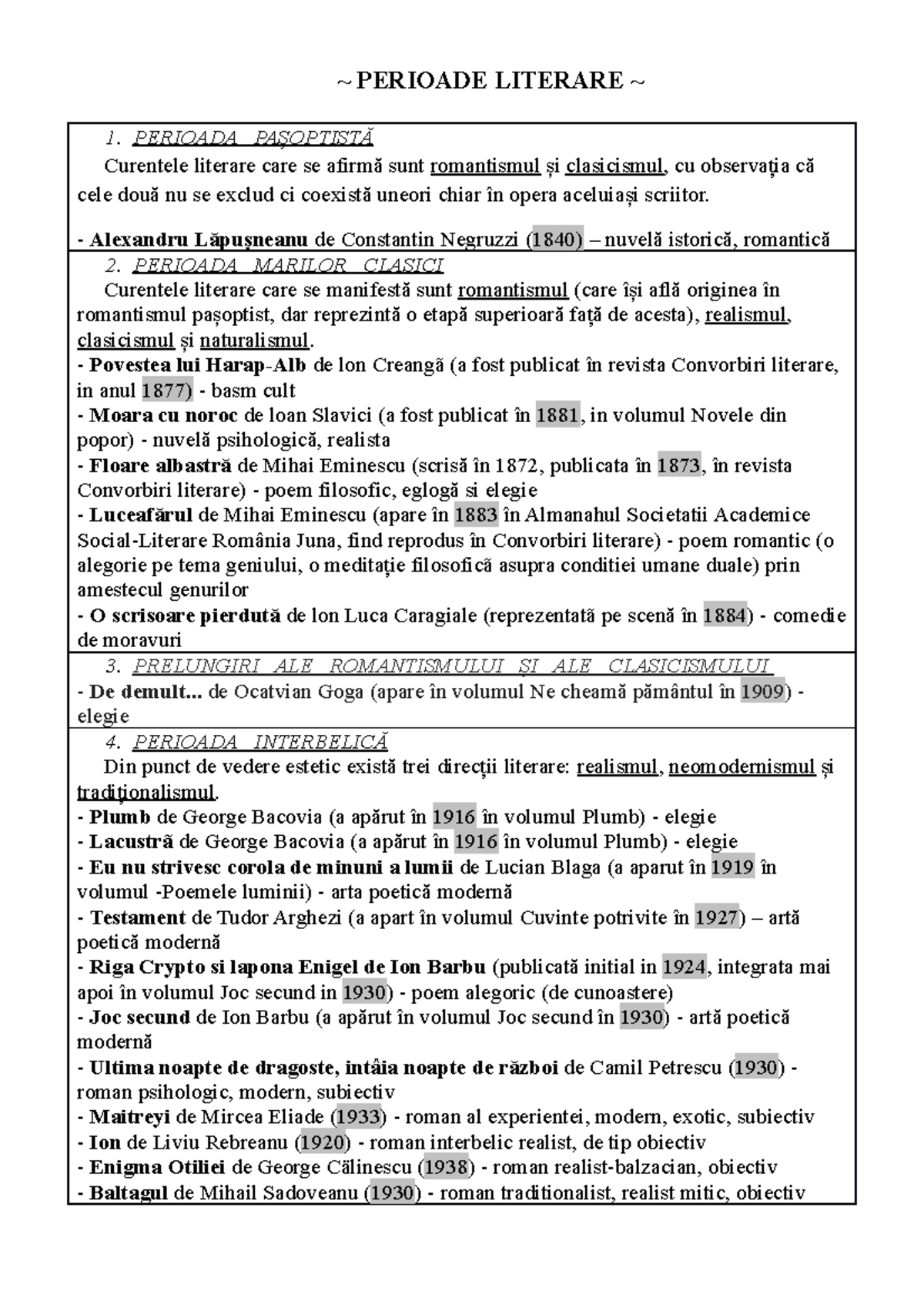 Perioade Literare - ~ PERIOADE LITERARE ~ 1. PERIOADA PAȘOPTISTĂ ...