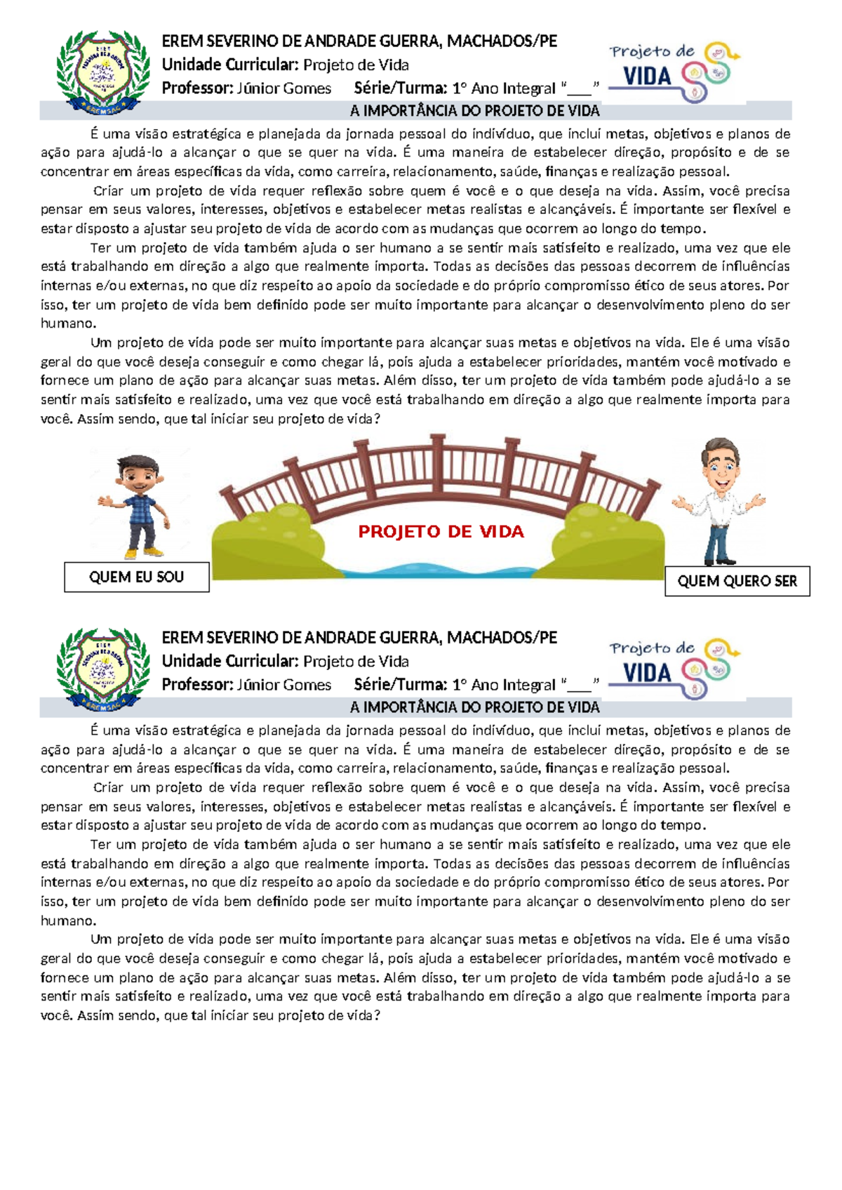 A importãncia do projeto de vida - EREM SEVERINO DE ANDRADE GUERRA ...