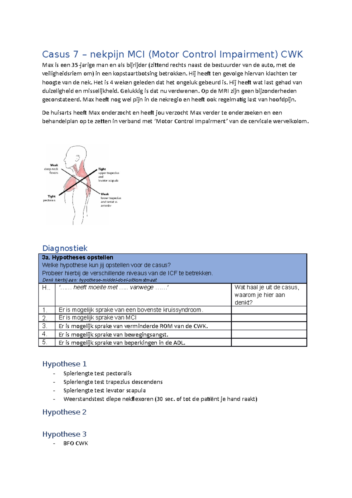 Week 7 Casus 7 Mci Cwk Samenvatting Van Cassusen In Leerjaar 1