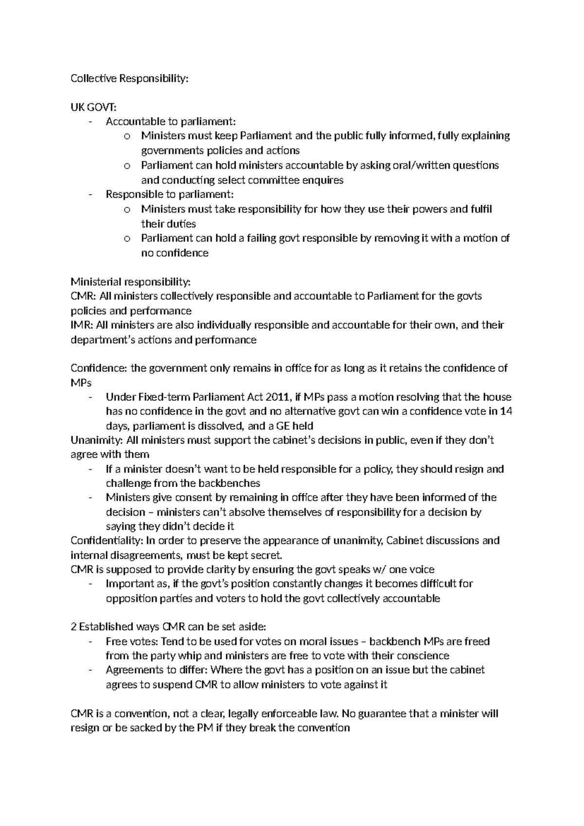CMR and IMR - CMR and IMR - Collective Responsibility: UK GOVT ...