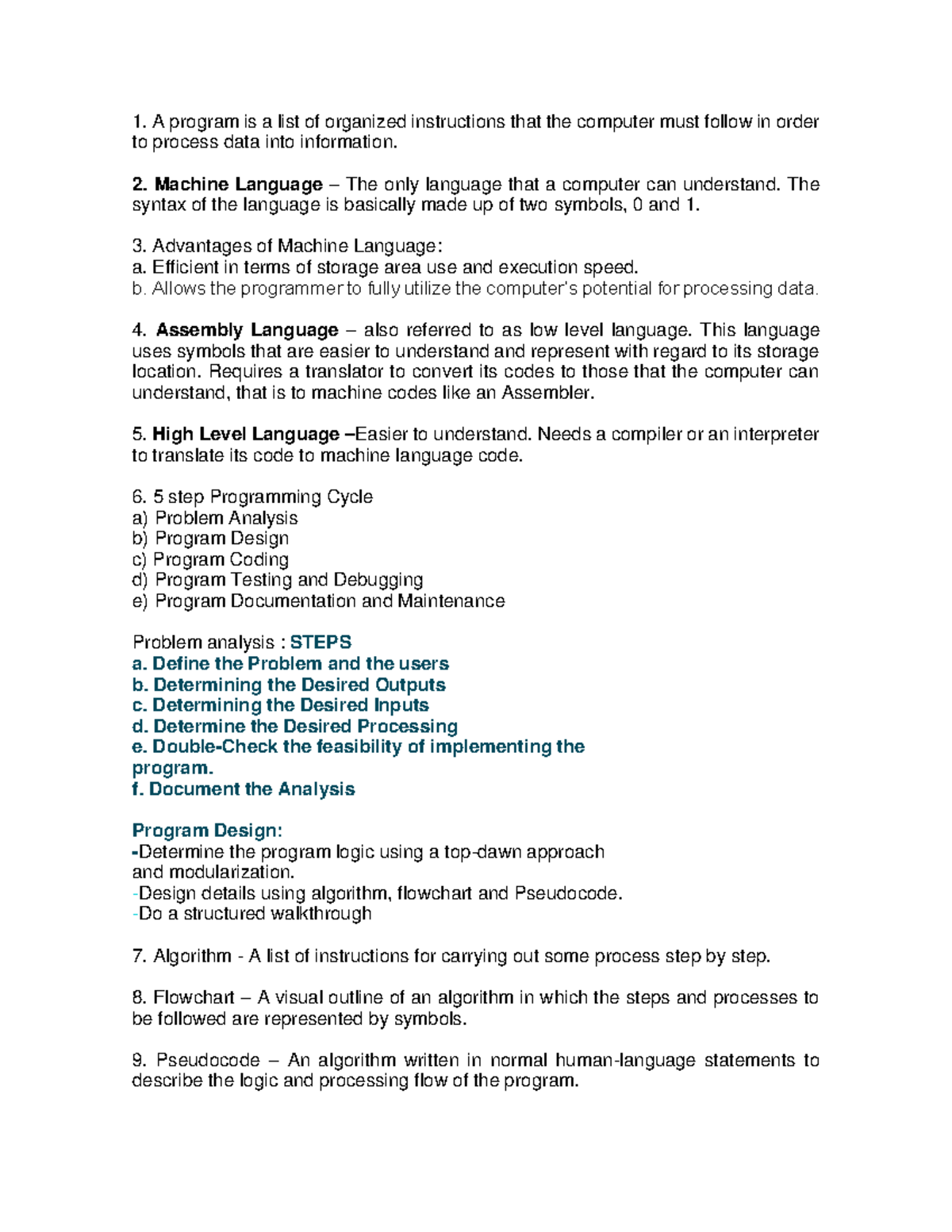 Guide Programming Languages A Program Is A List Of Organized Instructions That The Computer