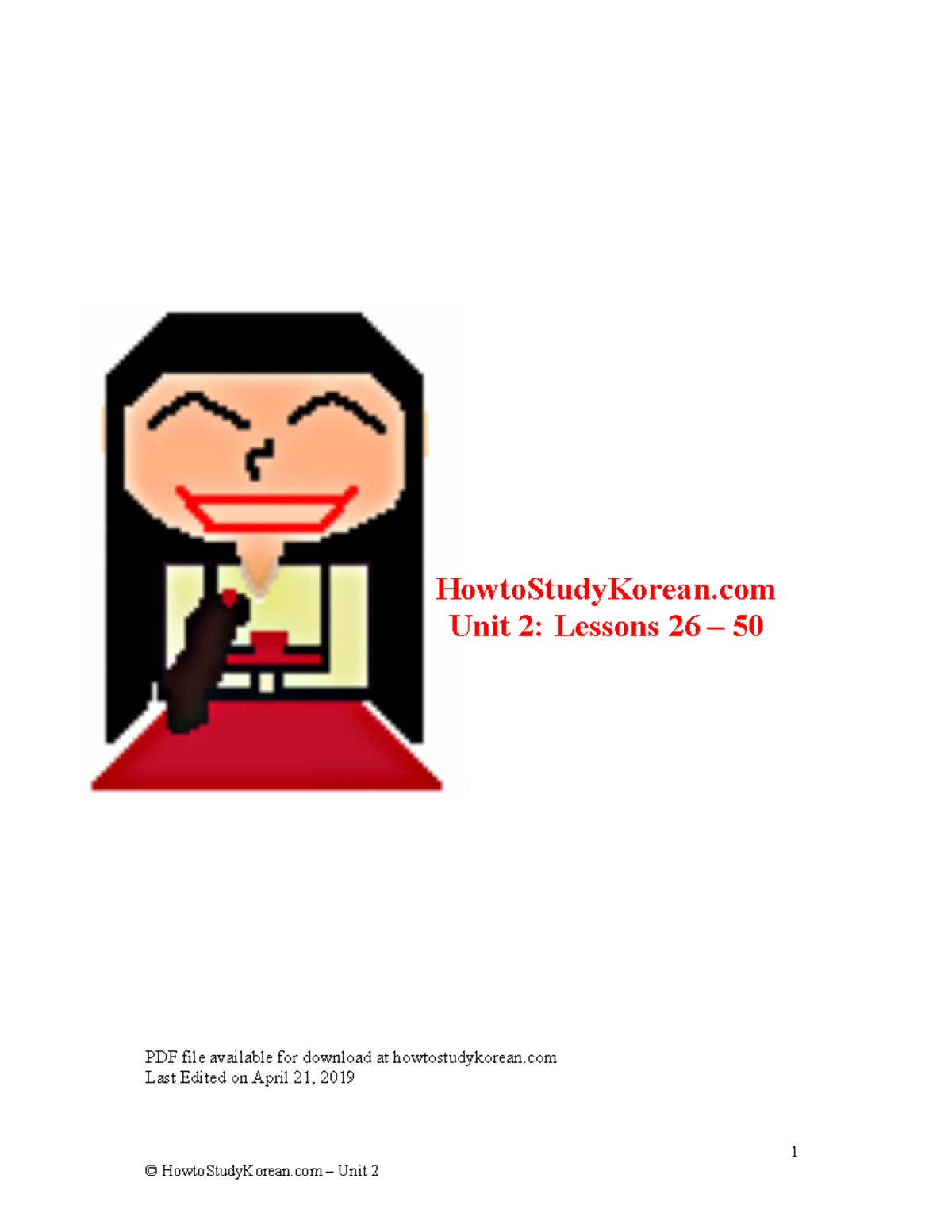 Howto Study Korean Unit 2 PDF - 1 HowtoStudyKorean Unit 2: Lessons 26 – 50 PDF file available ...