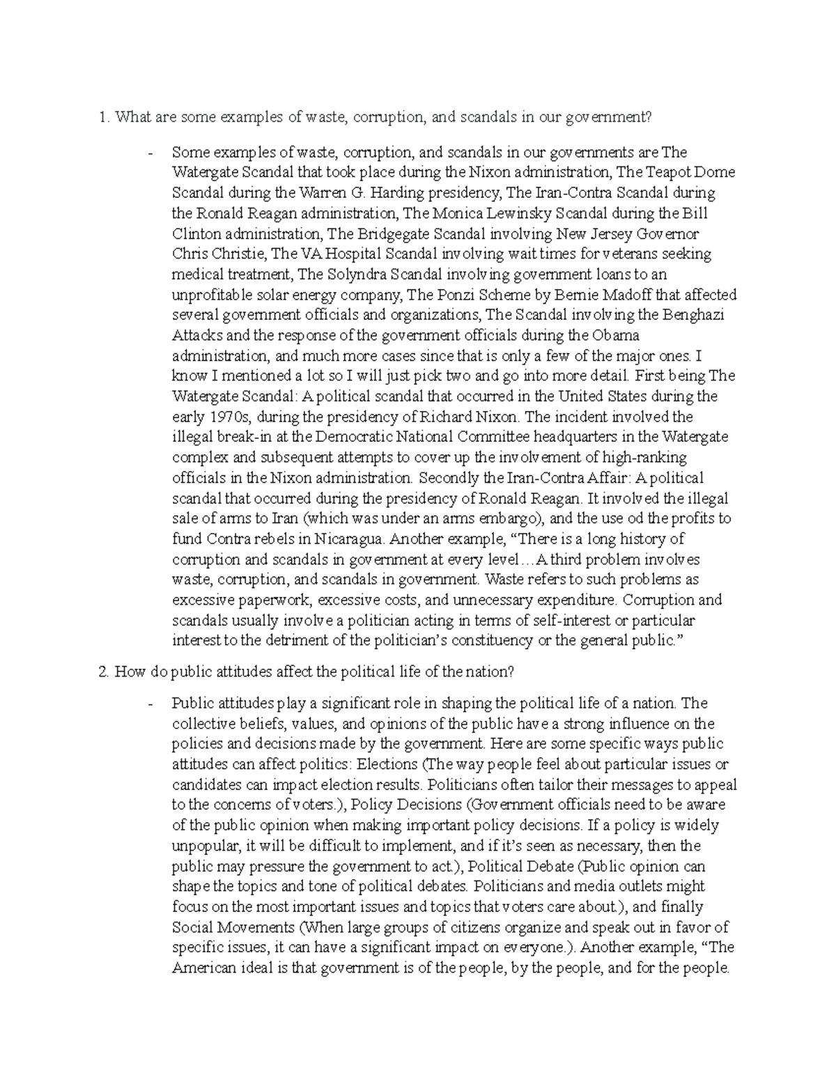 Discussion 3 Questions and Answers - What are some examples of waste ...