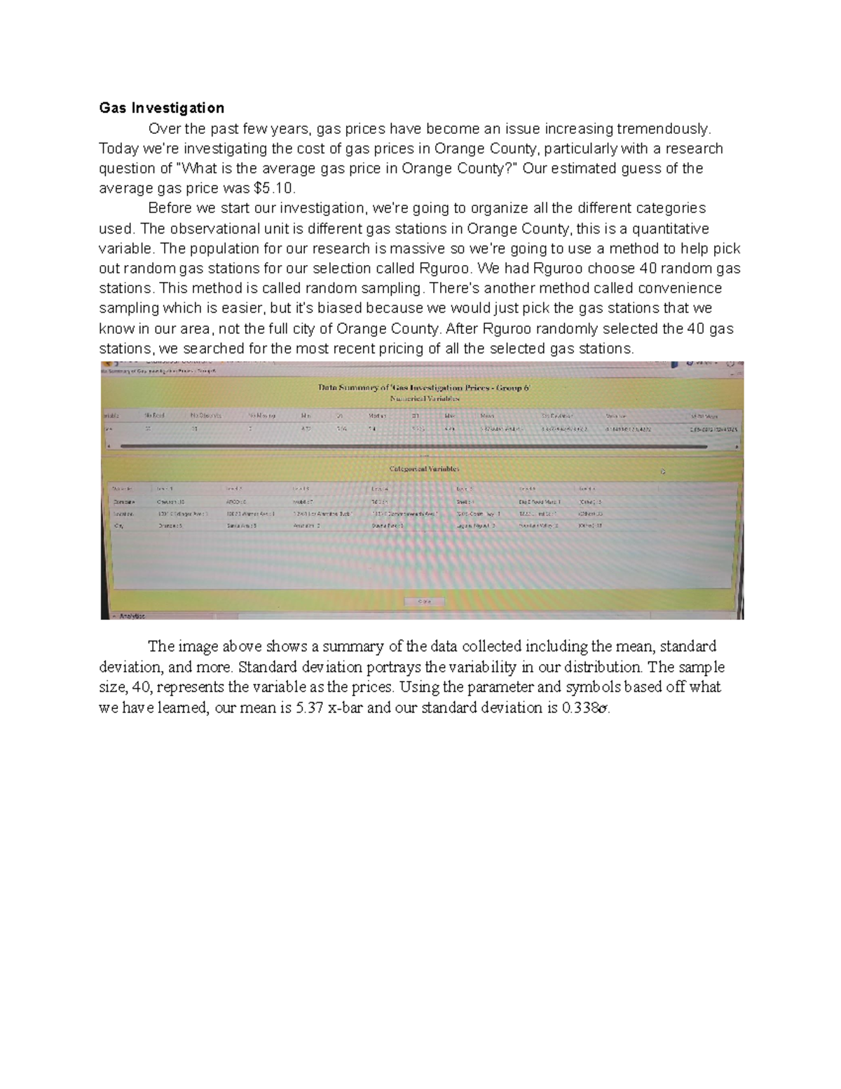 Gas Investigation Report - Gas Investigation Over the past few years ...