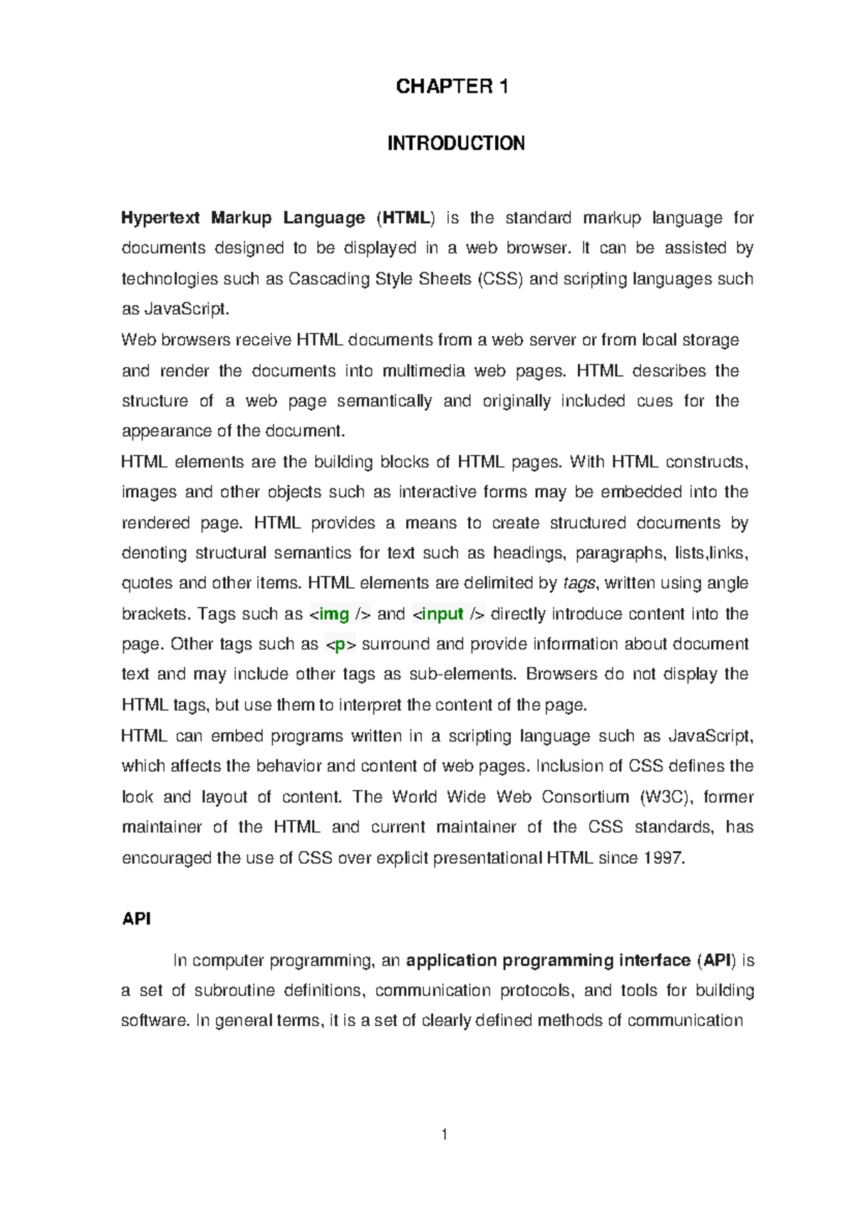 Weather forcaste - project report - CHAPTER 1 INTRODUCTION Hypertext Markup Language (HTML) is ...