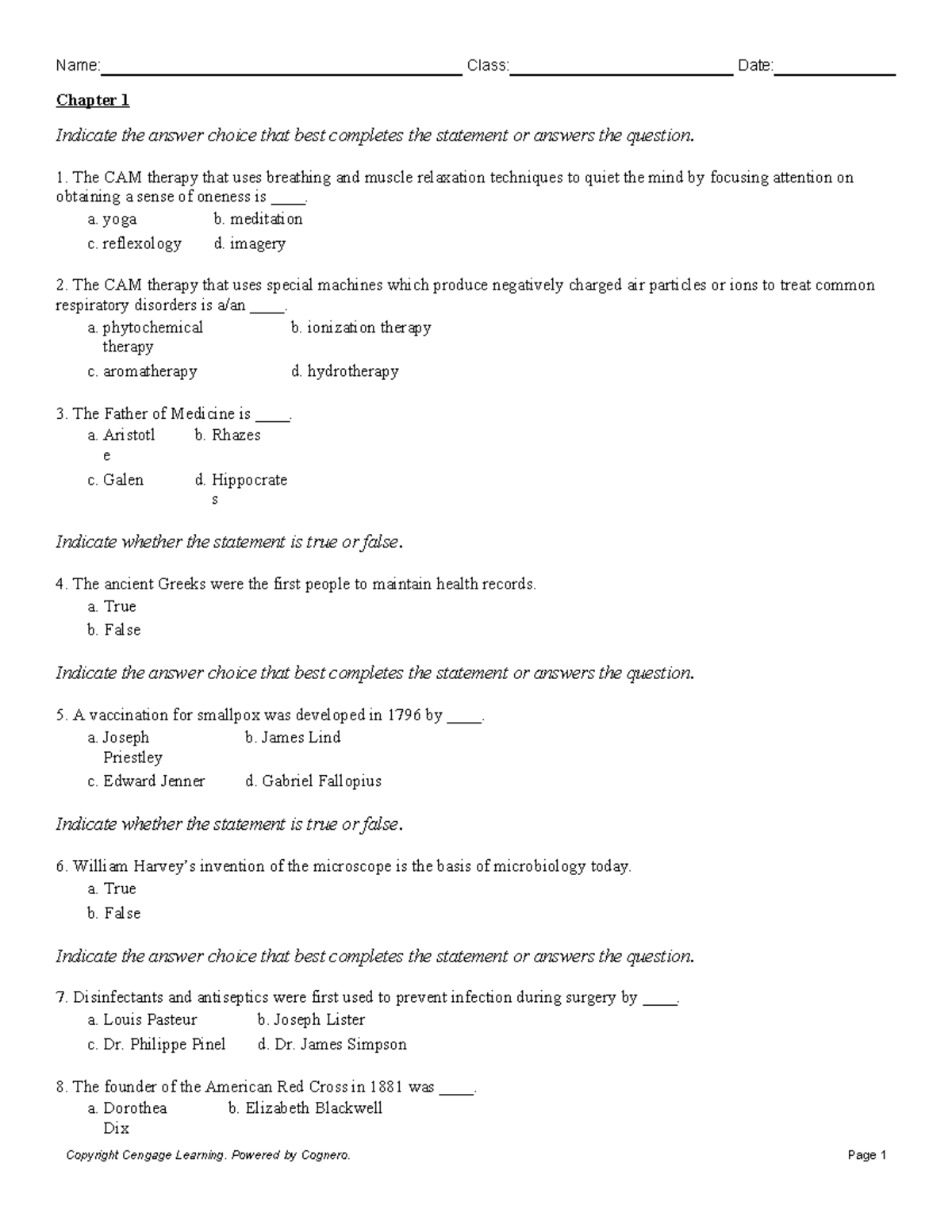 Chapter 1 - Reading guide - Chapter 1 Indicate the answer choice that ...