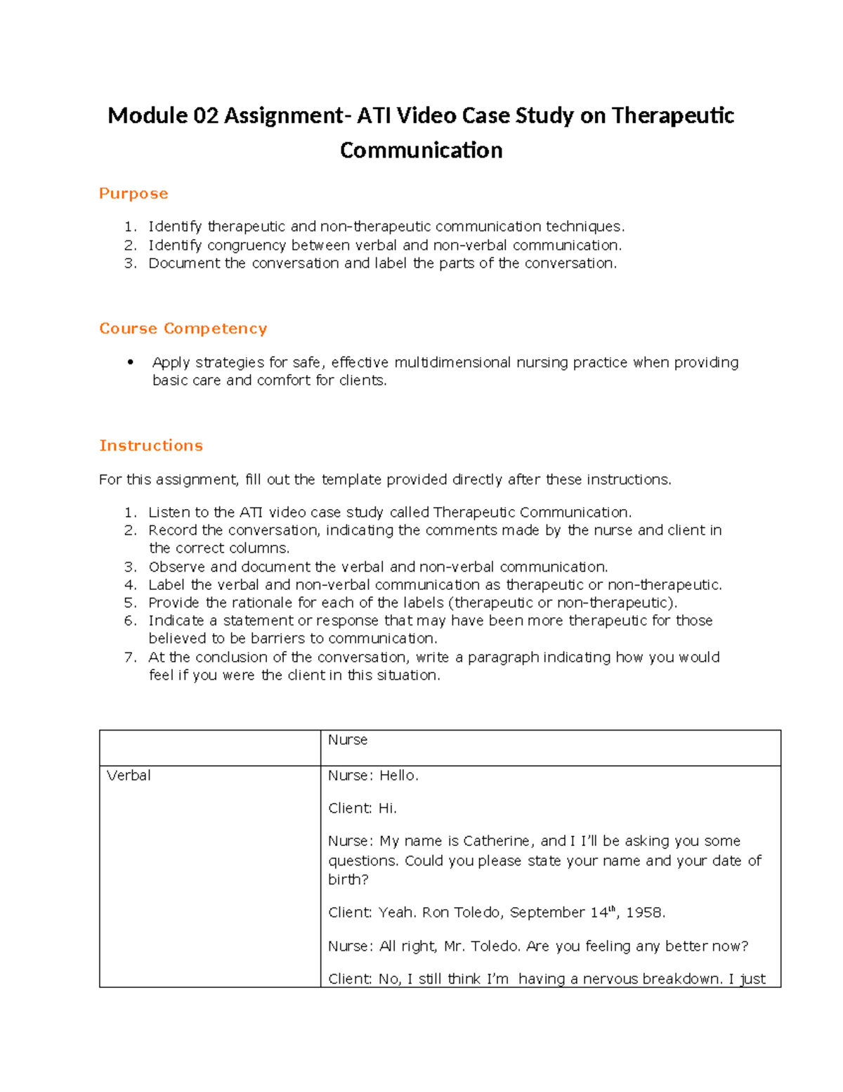 NUR2356 Module 02 Assignment v24 - Module 02 Assignment- ATI Video Case ...