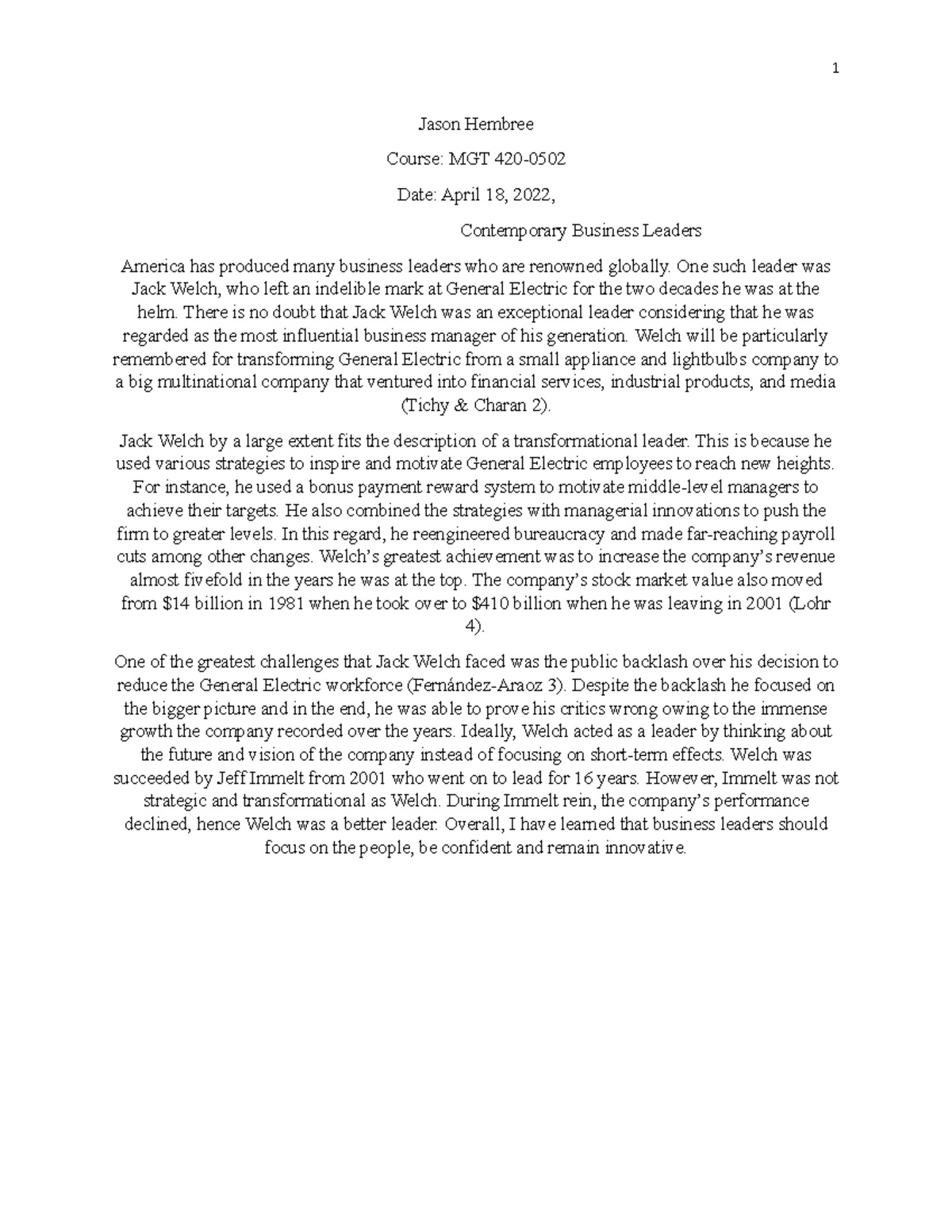 MKT topic clc group 1 and 4 - Jason Hembree Course: MGT 420- Date ...