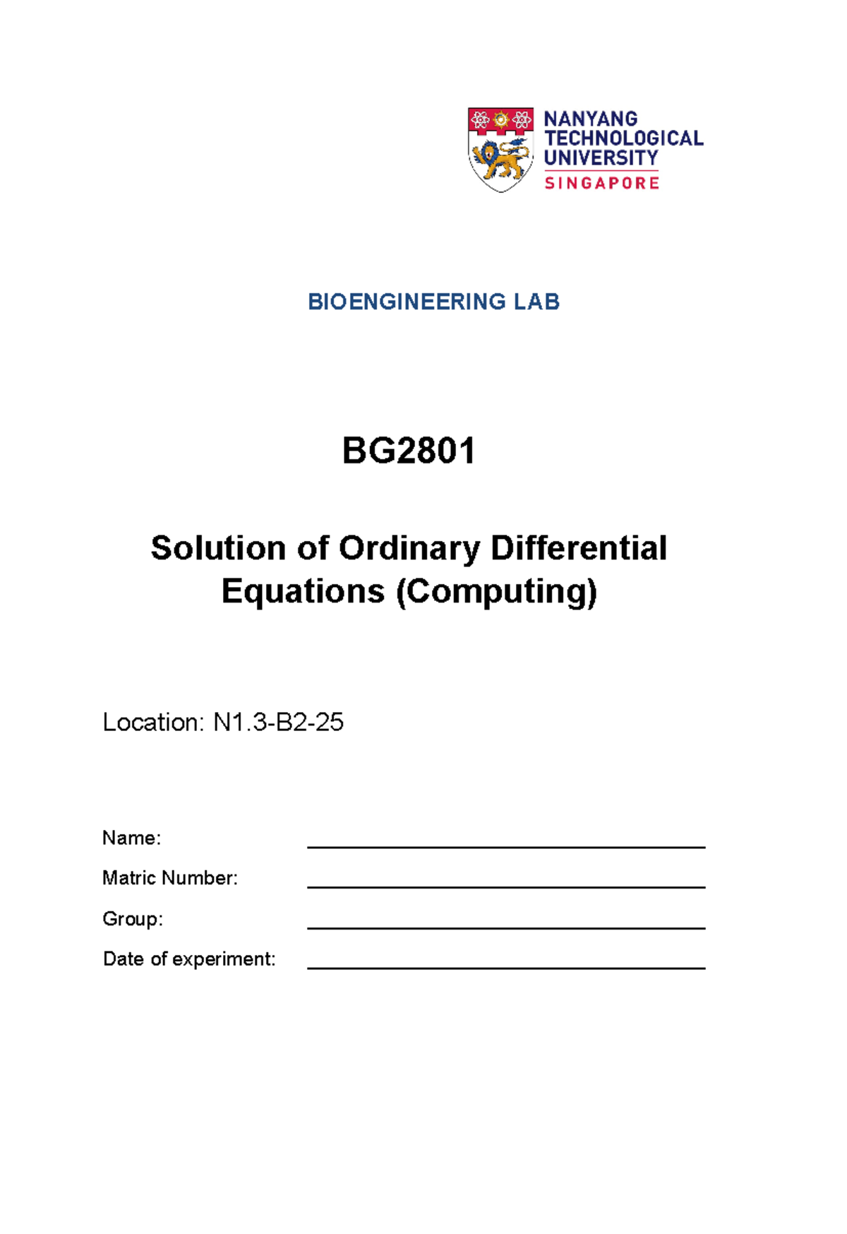 BG2801 L5 Solution of Ordinary Differential Equations - BIOENGINEERING ...
