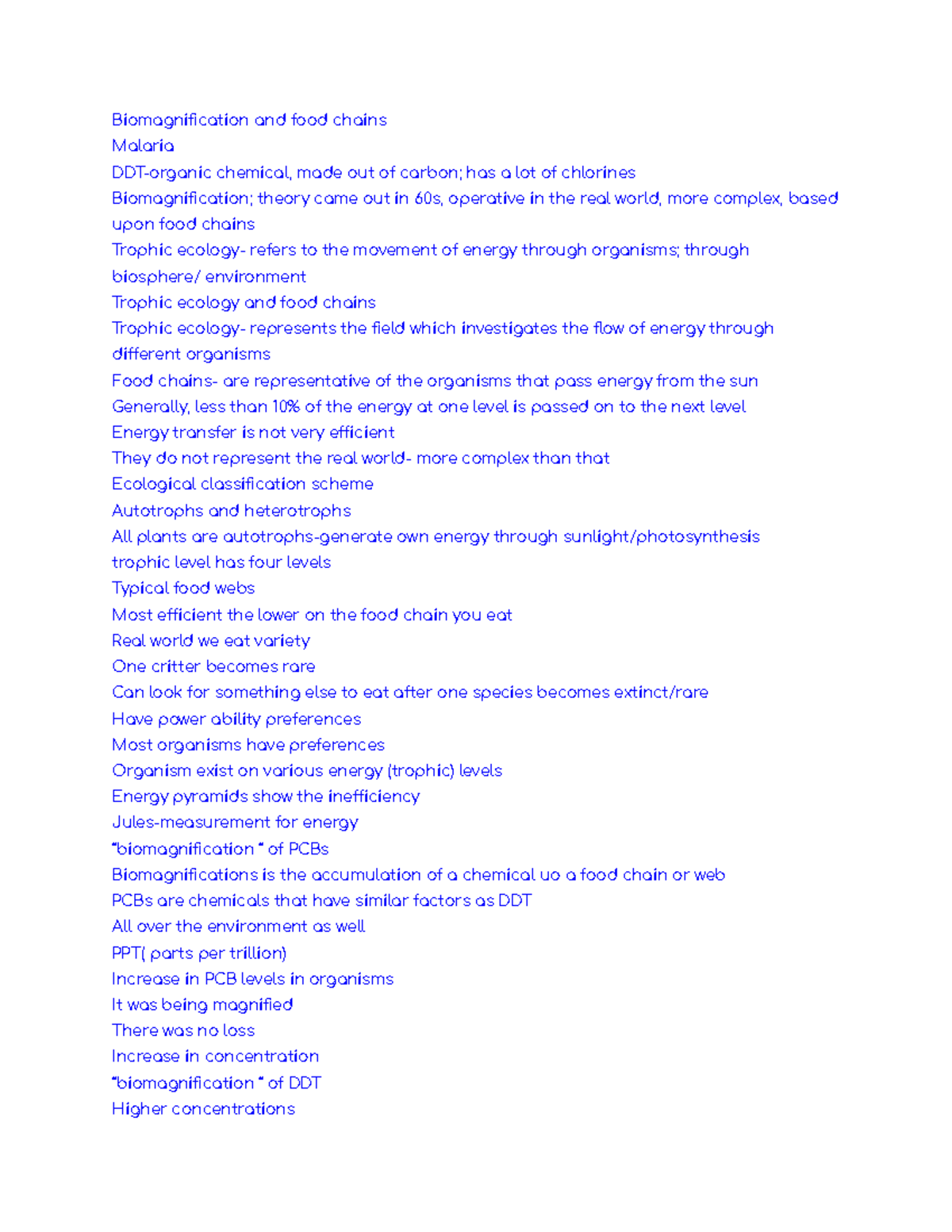 Note 1 etx - biomagnification and food chains/malaria - Biomagniûcation ...