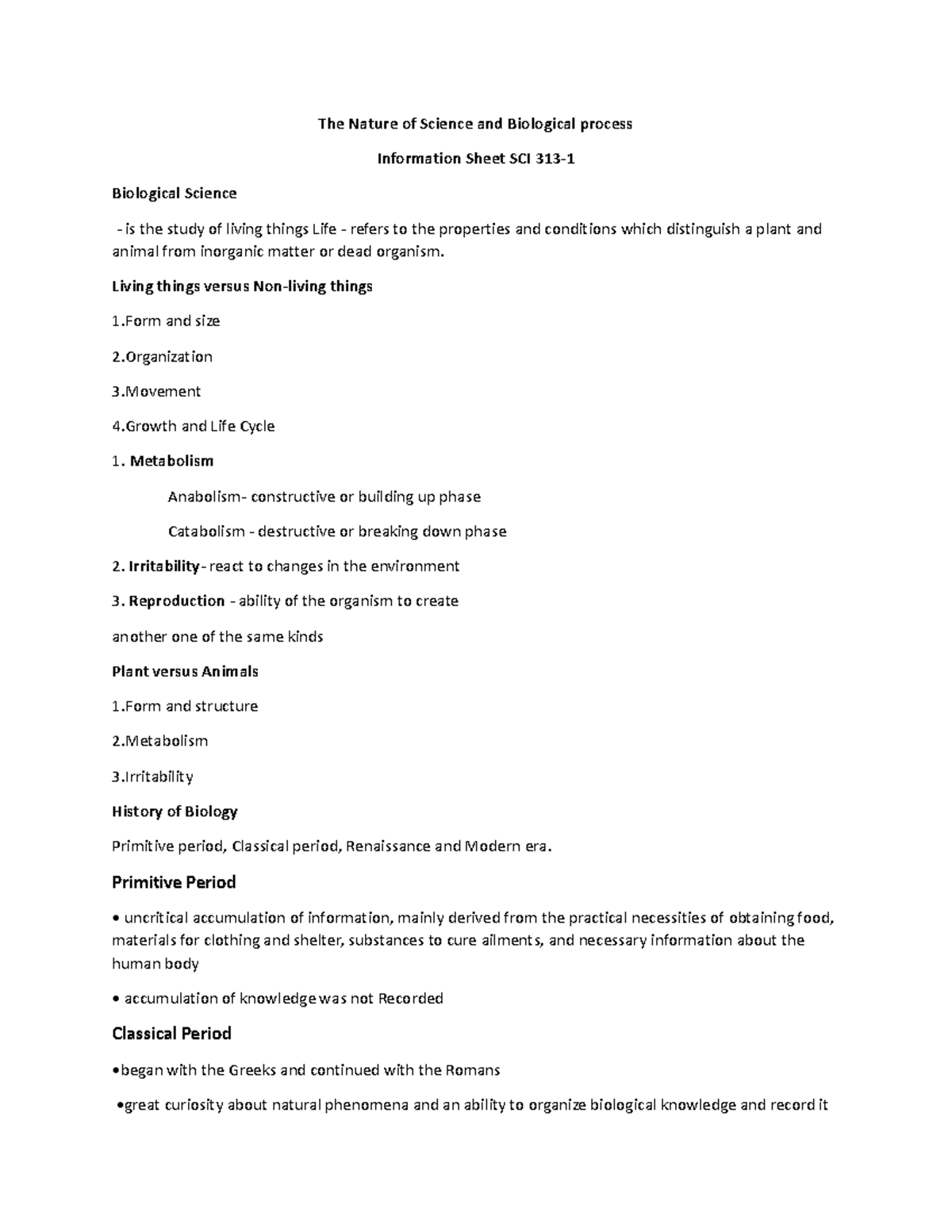 The Nature of Science and Biological process - The Nature of Science ...