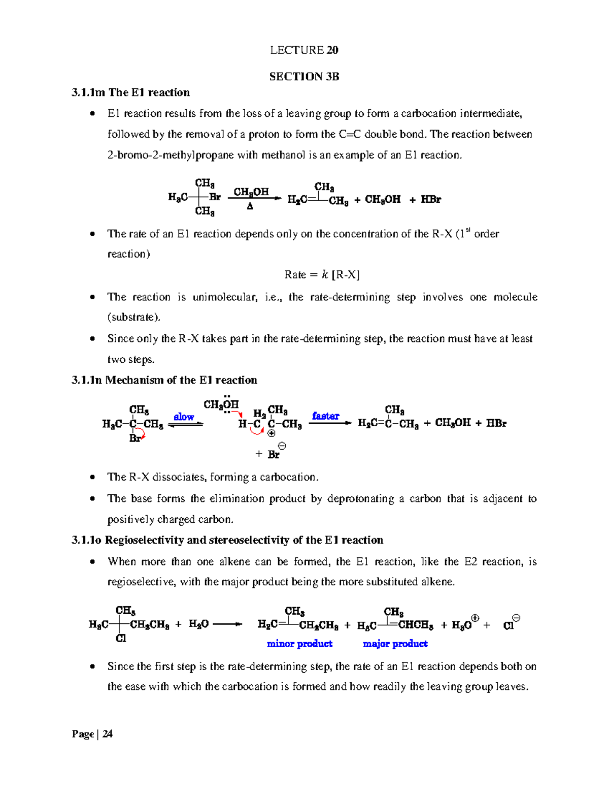 Lecture 20 - Non - Page | 24 LECTURE 20 SECTION 3B 3.1 The E1 reaction ...