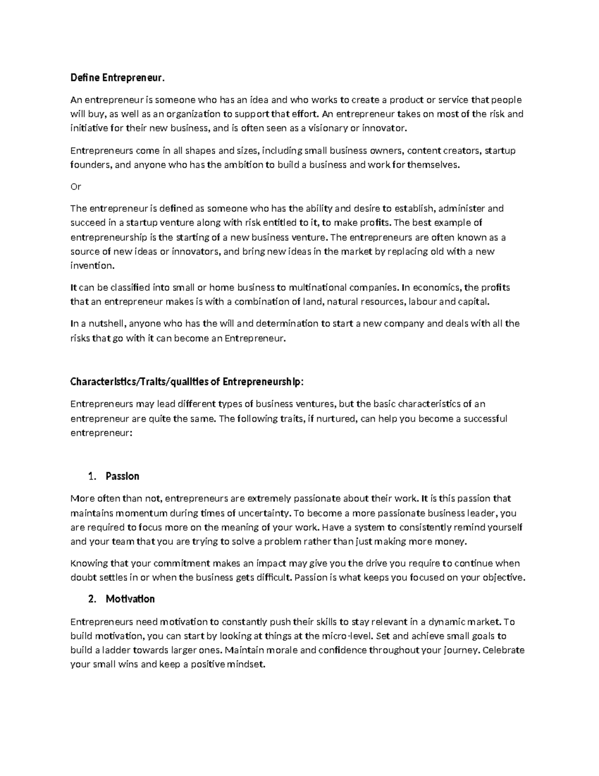 Entrepreneurship management - Define Entrepreneur. An entrepreneur is ...