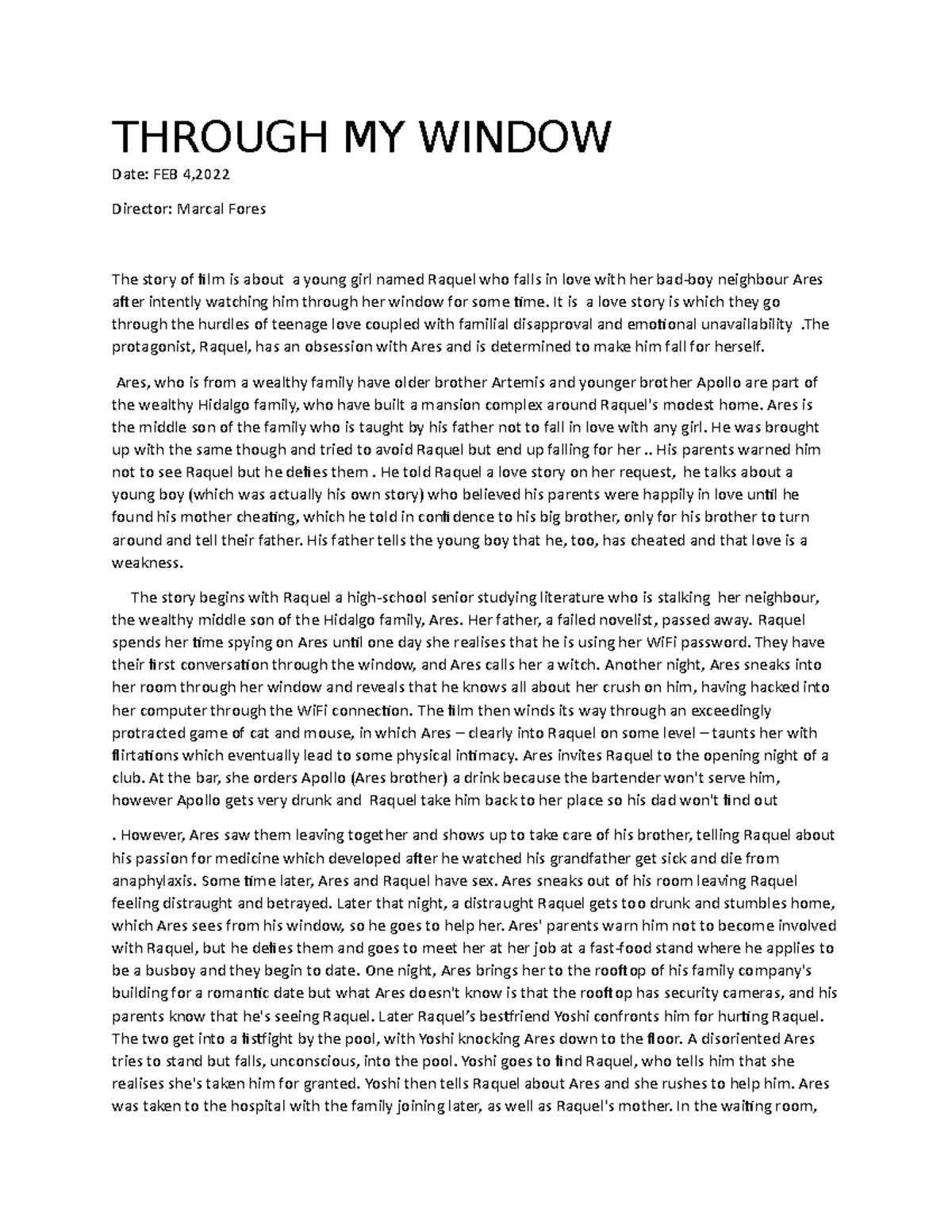 Through MY Window Final - THROUGH MY WINDOW Date: FEB 4, Director ...