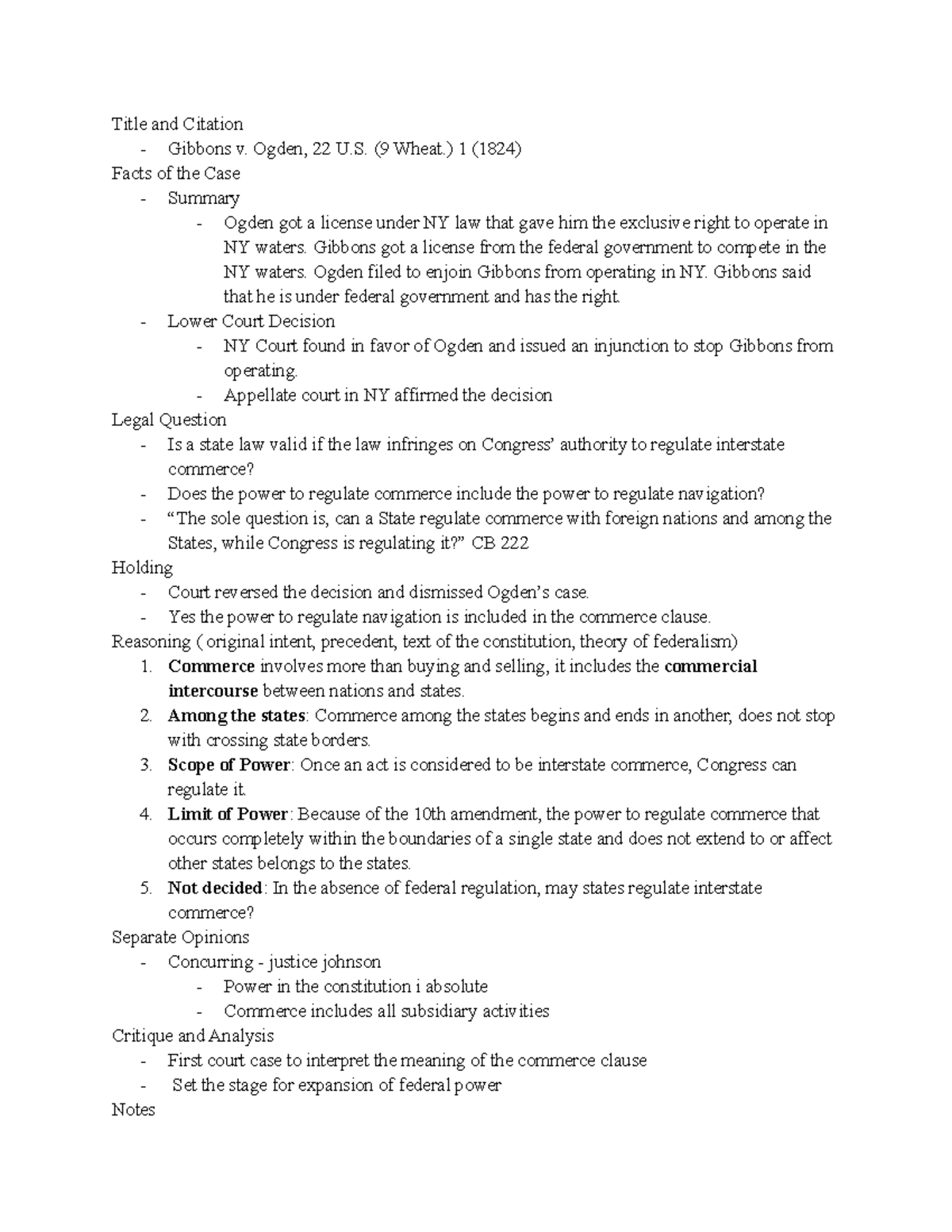 Gibbons v ogden brief - Title and Citation - Gibbons v. Ogden, 22 U. (9 ...