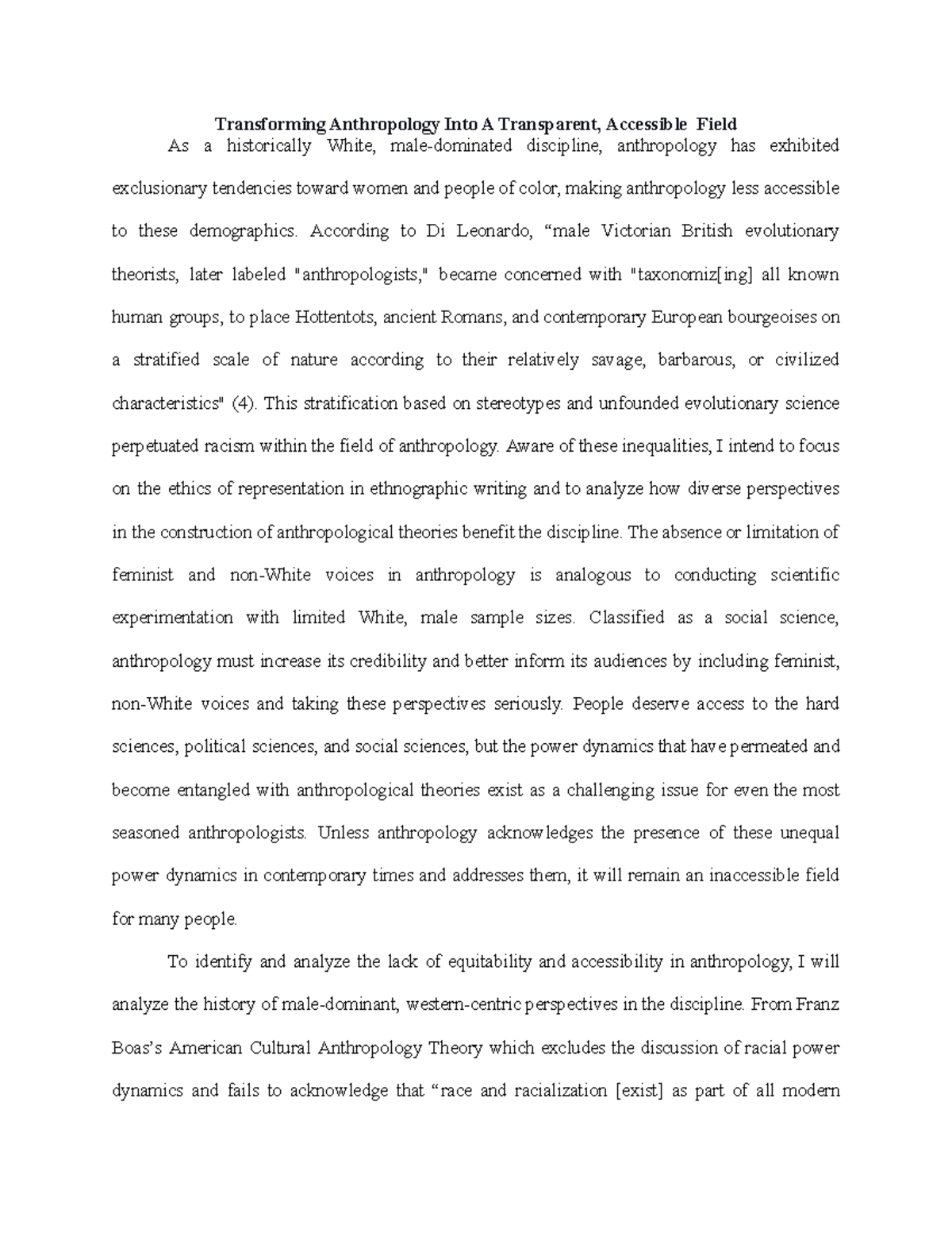 Transforming Anthropology Essay - Transforming Anthropology Into A ...