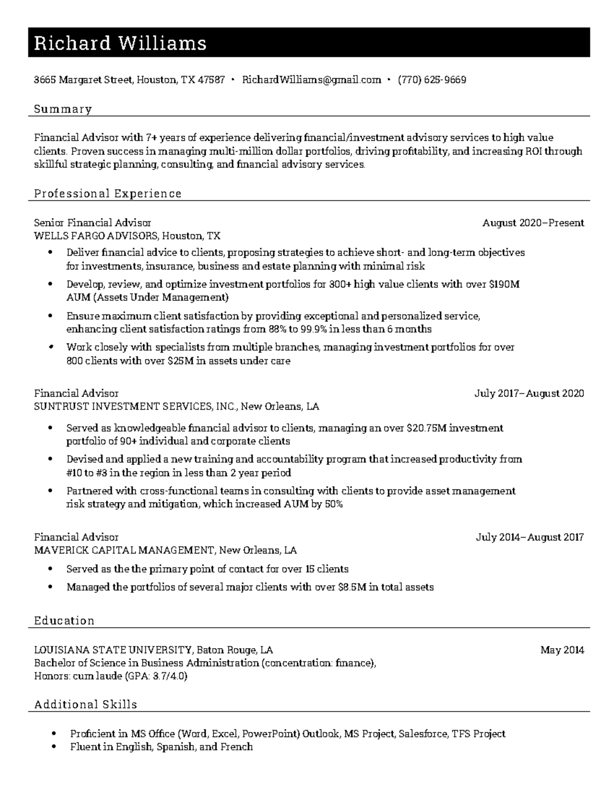 Connery-Basic-Simple-Resume-Template-Black - Richard Williams 3665 ...