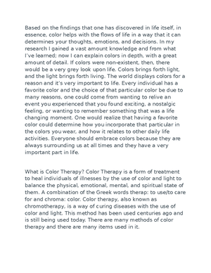 Relativity of color - Include personal examples of the concept of color ...