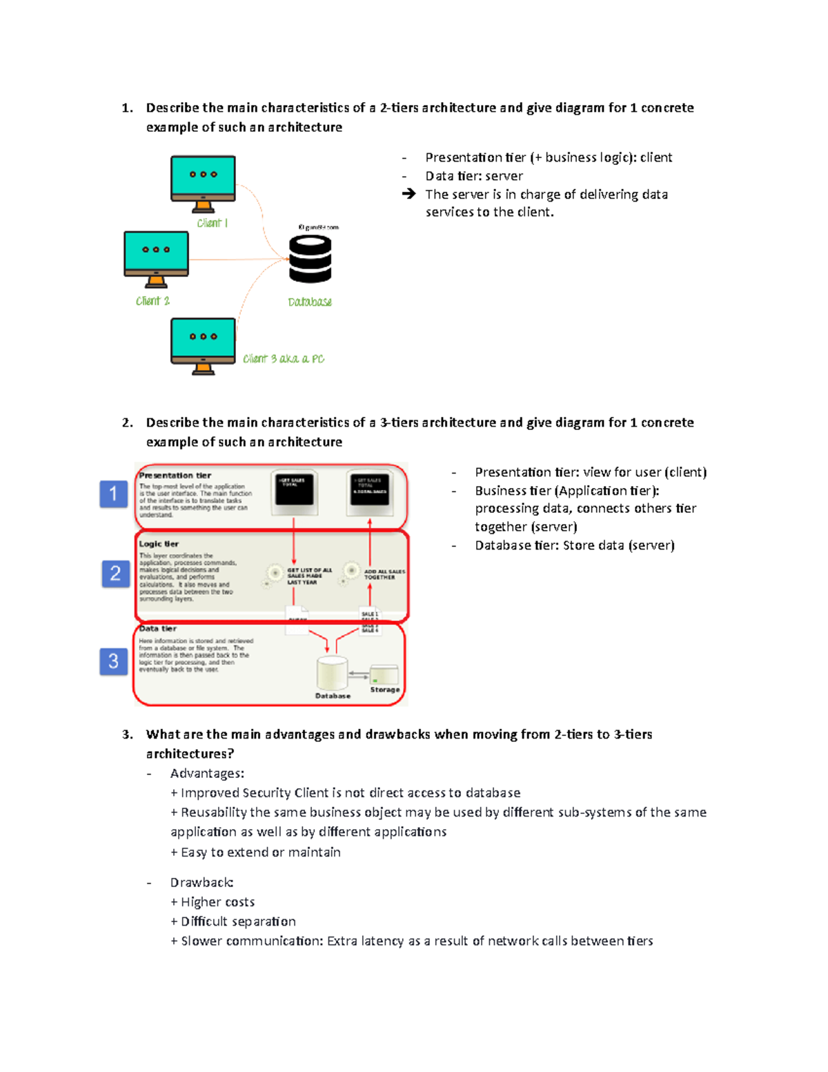 Multitier note - Describe the main characteristics of a 2-tiers ...