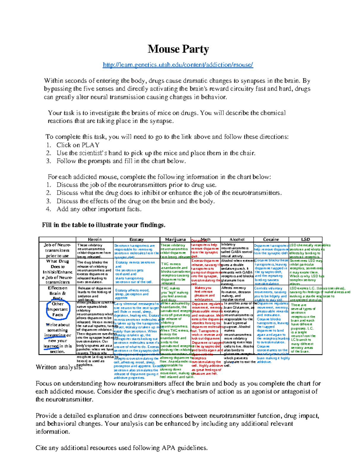 Mouse Party Assignment Updated - Mouse Party learn.genetics.utah ...