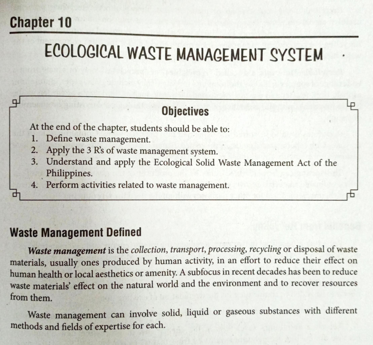 Chapter 10 Ecological Waste Management System - Bsed Mathematics - Studocu