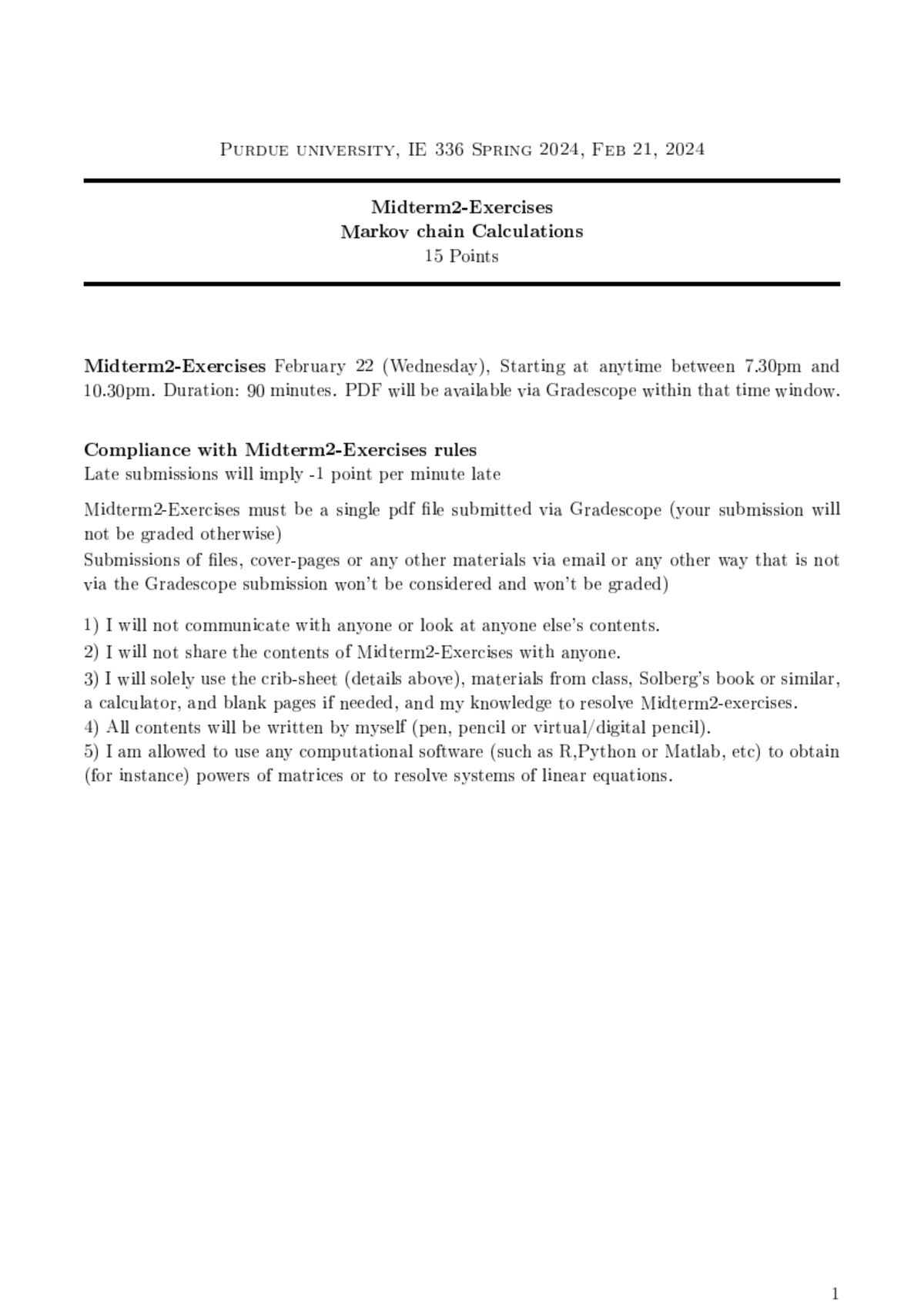2024 Midterm 2 Exercises - 1 P P F E 2 P F P (2) F E P P (3) F E P P (4) F E 3 0 0 0 4 0 0 0 5 0 ...