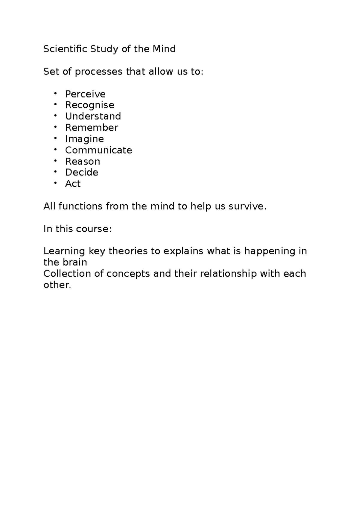 L1 Scientific Study of the Mind - Scientific Study of the Mind Set of ...