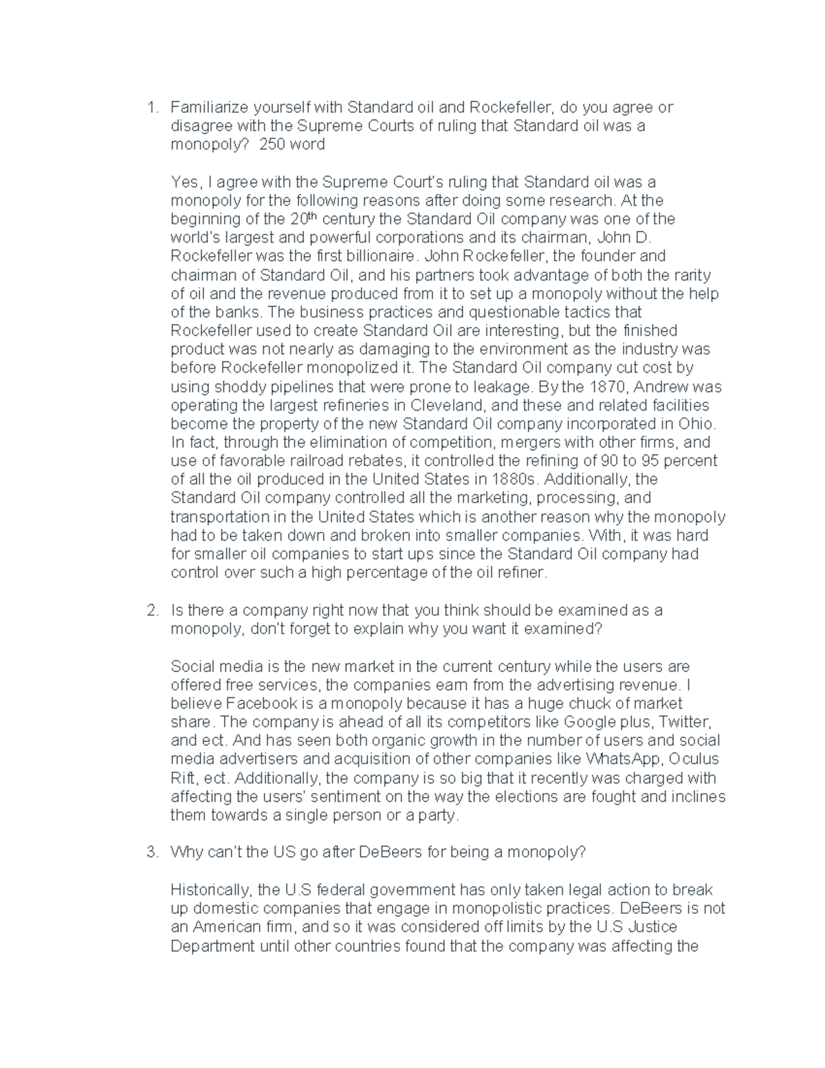 Econ 2000 Hw 13 - This assignment is week 13 homework questions and answers to the questions ...