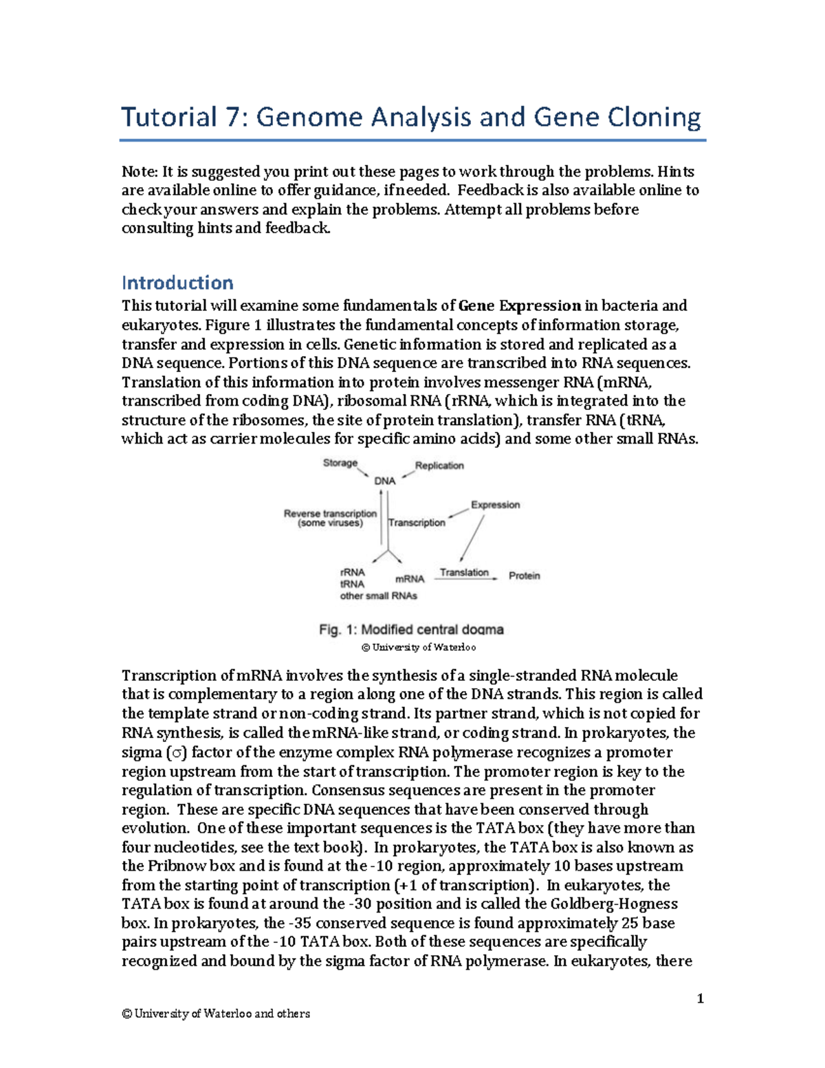 Tutorial-7 - tutorial 7 work - 1 Tutorial 7: Genome Analysis and Gene Cloning Note: It is ...