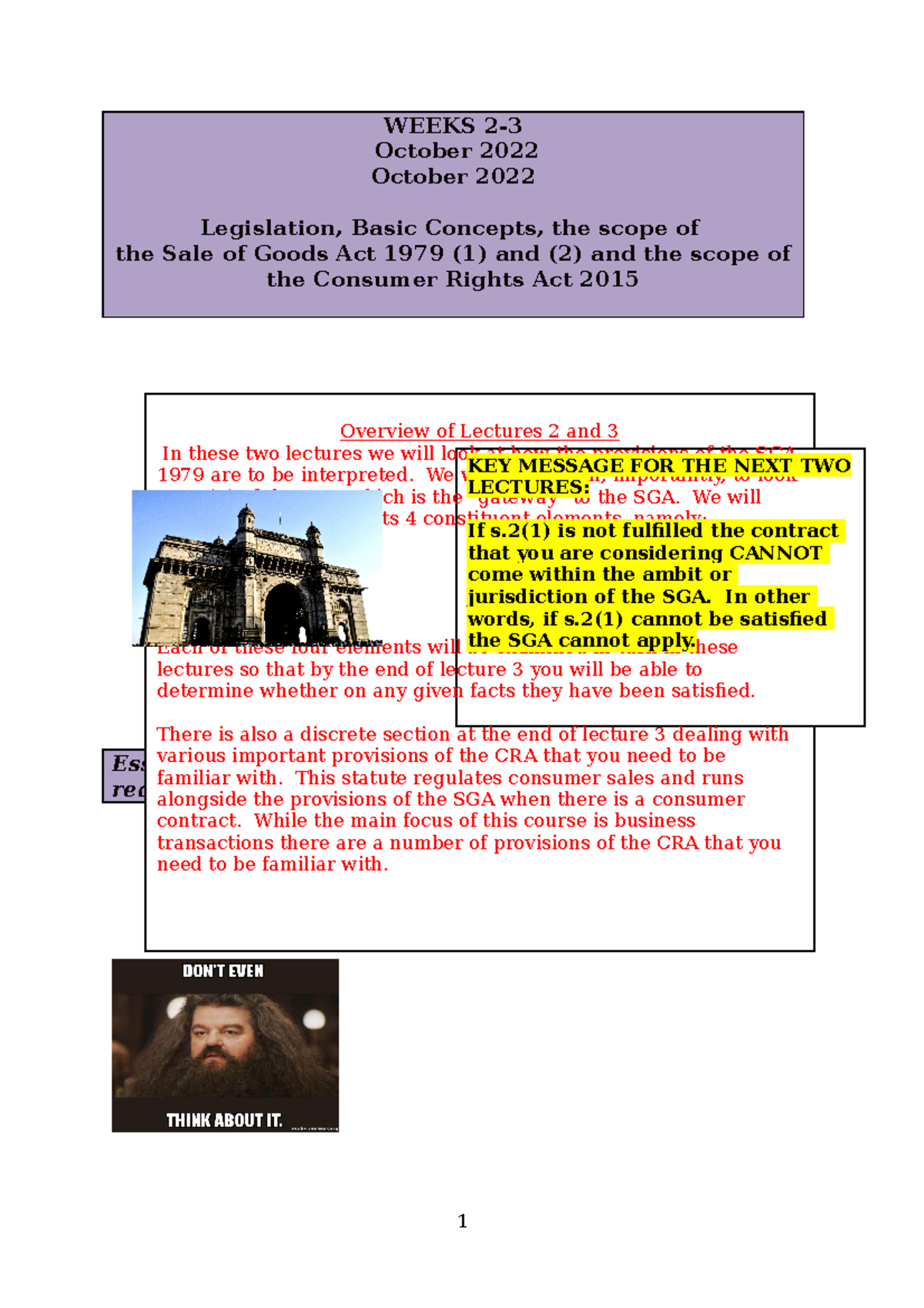 Commercial law lectures 2-3 handout 2022-23 - WEEKS 2- October 2022 ...