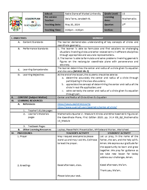 Lesson PLAN SIX Trigonometric Ratios - LESSON PLAN School Grade Level ...